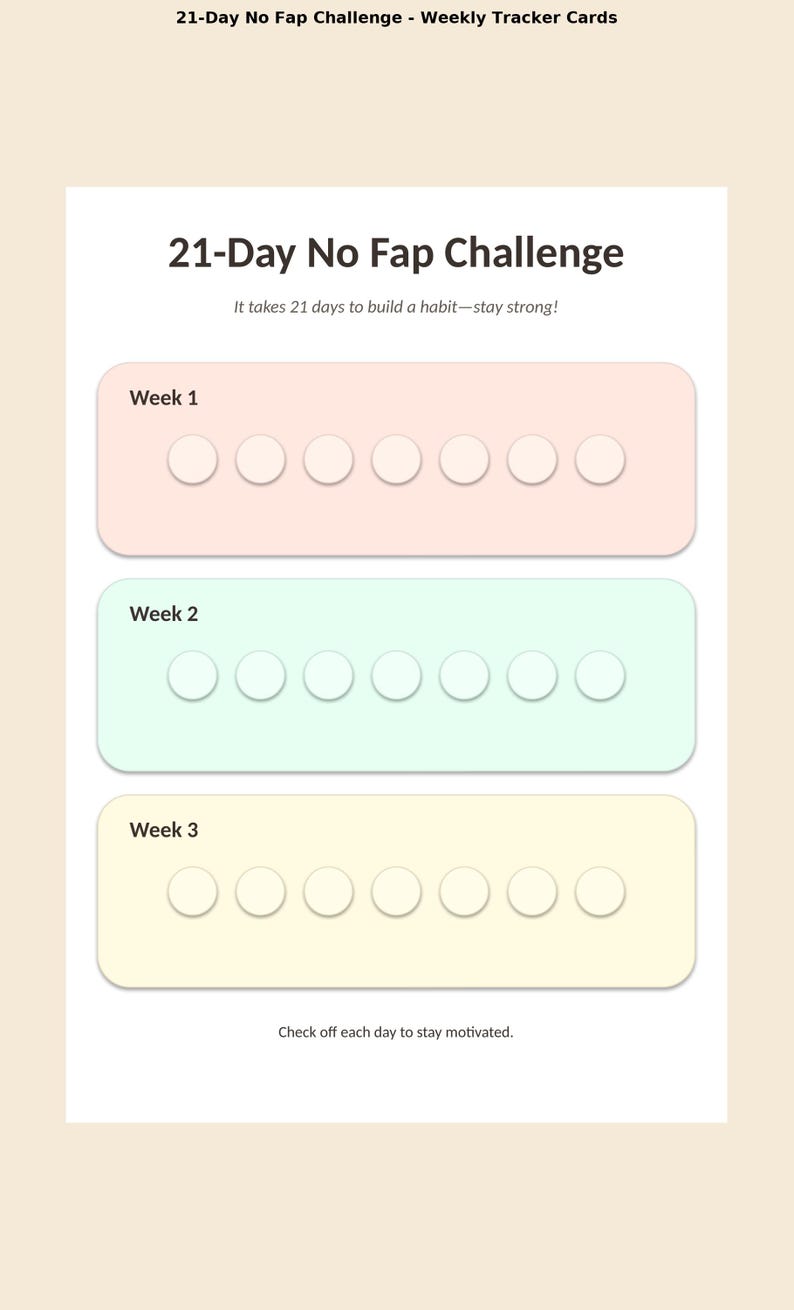 21-day No Fap Challenge Tracker: Minimalist Habit Building (digital ...