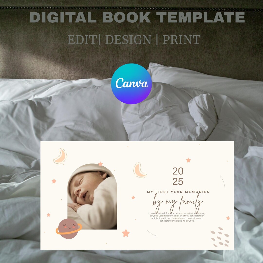Modern Baby Memory Book - Editable Canva Template & Instant Download - Etsy