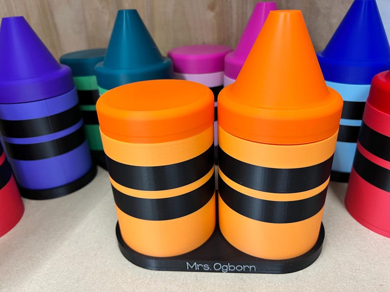 Crayon Shaped Dual Sided Crayon Holder: Teacher Desk Organizer, Made in ...