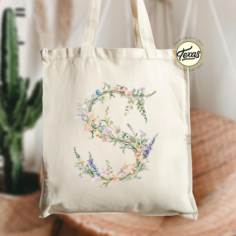 Initial Tote Bag - Etsy