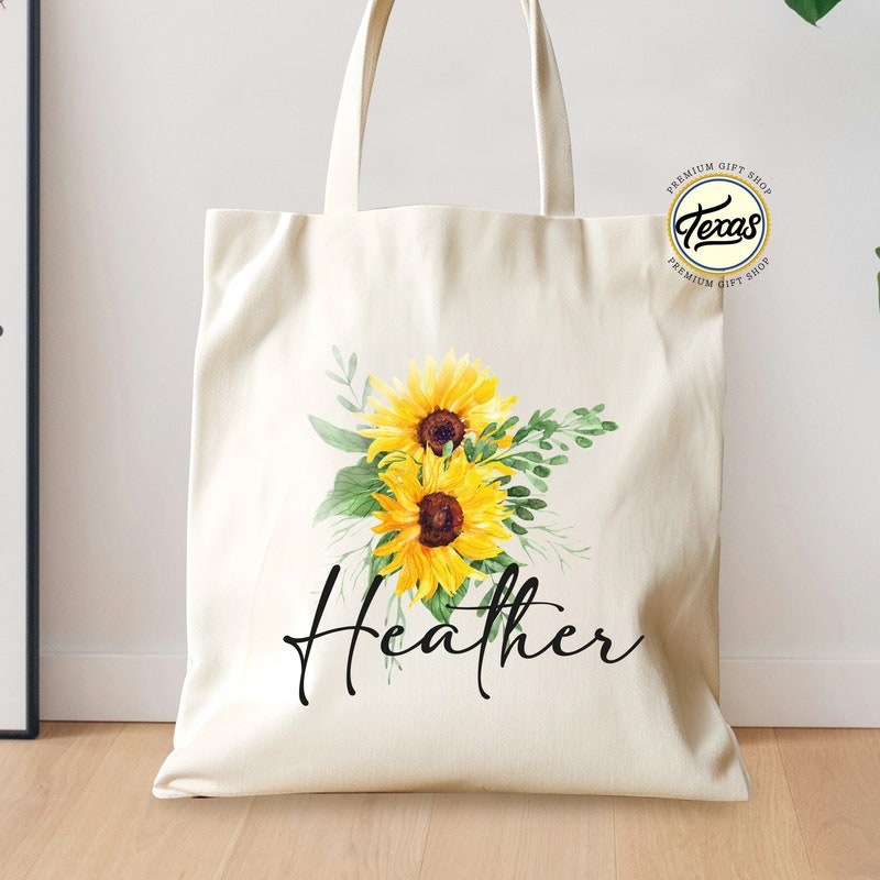 Personalized Sunflower Tote - Etsy
