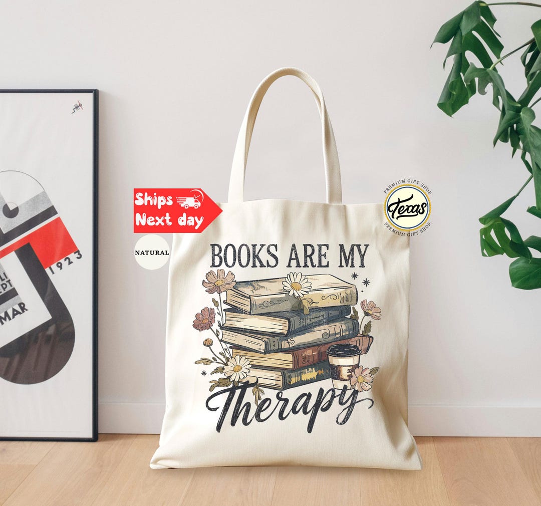 Retro Floral Book Tote Bag: Book Lover Gift - Etsy