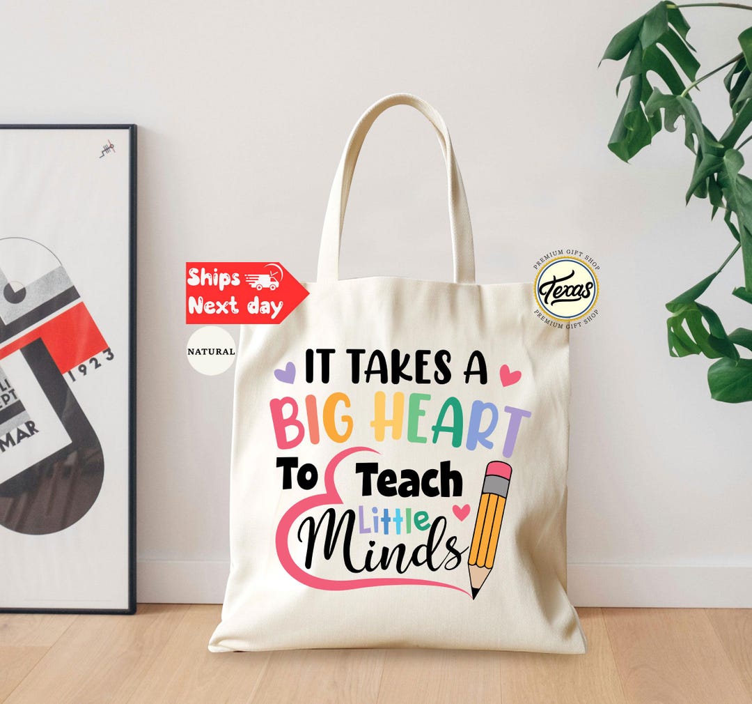 Teacher Tote Bag: Big Heart to Teach Little Minds, Appreciation Gift - Etsy