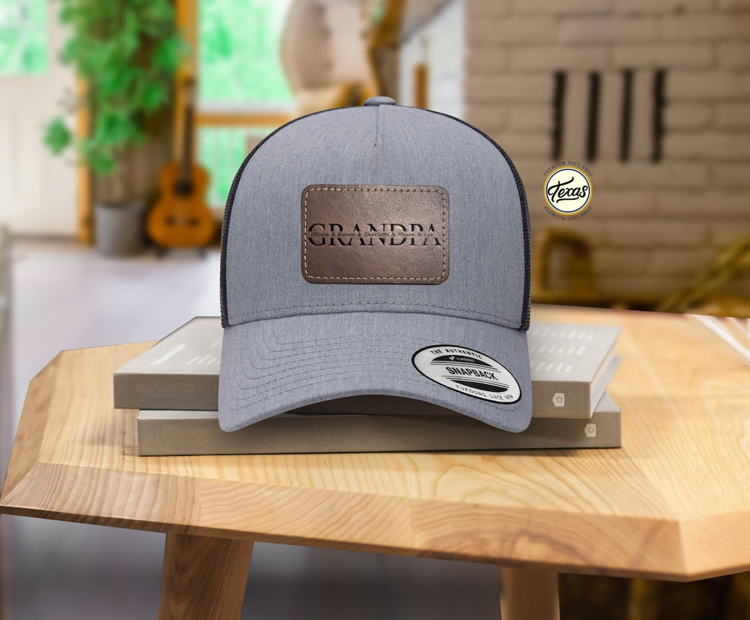 Custom Grandkids Name Grandpa Hat: Leather Patch Trucker Hat - Etsy
