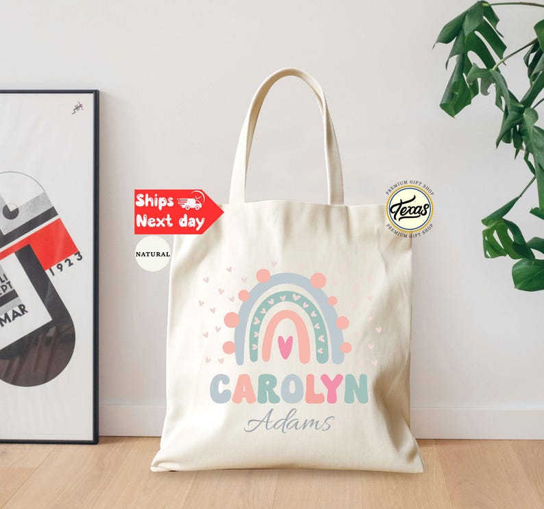 Personalized Rainbow Tote Bag: Kids School Tote - Etsy