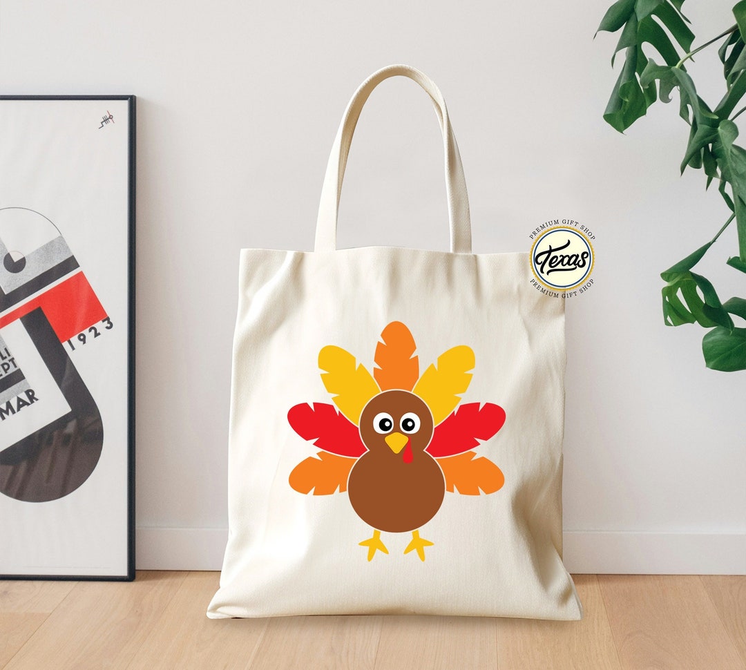 Cute Turkey Tote Bag, Funny Turkey Bag, Kids Fall Bag, Thanksgiving ...