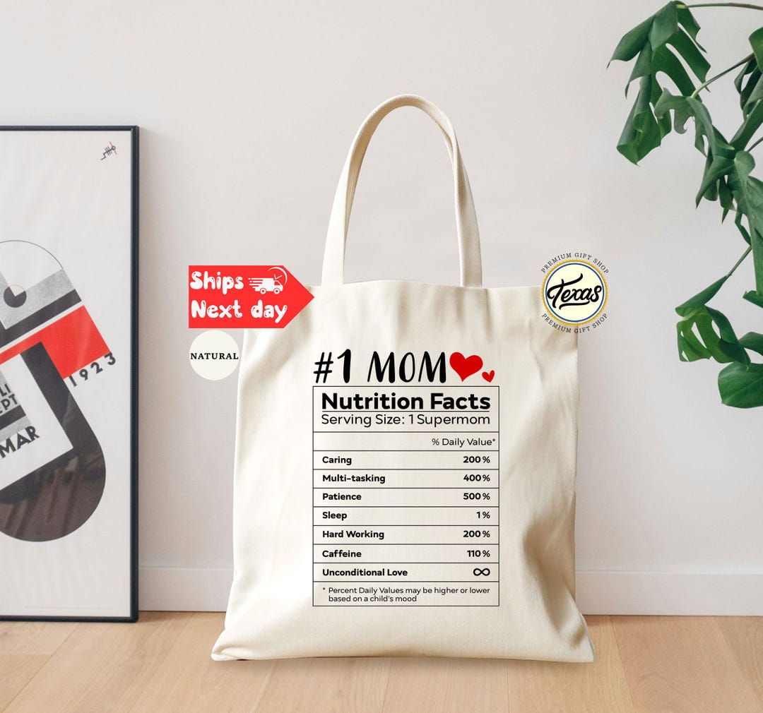 Mom Nutritional Facts Tote Bag, Gift for Mom, Mom Life Tote Bag, Mother ...