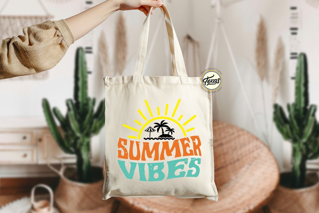 Summer Vibes Tote Bag: Colorful Sunny Totes, Beach Girl Gift - Etsy