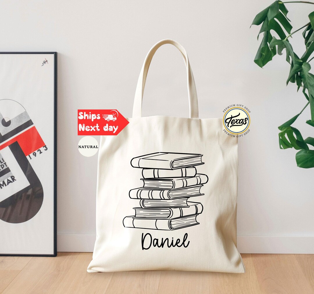 Custom Book Tote Bag: Personalized Library Bag - Etsy