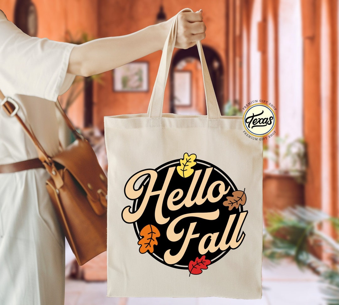 Hello Fall Tote Bag, Cute Fall Totes, Thanksgiving Gift, Fall Vibes ...