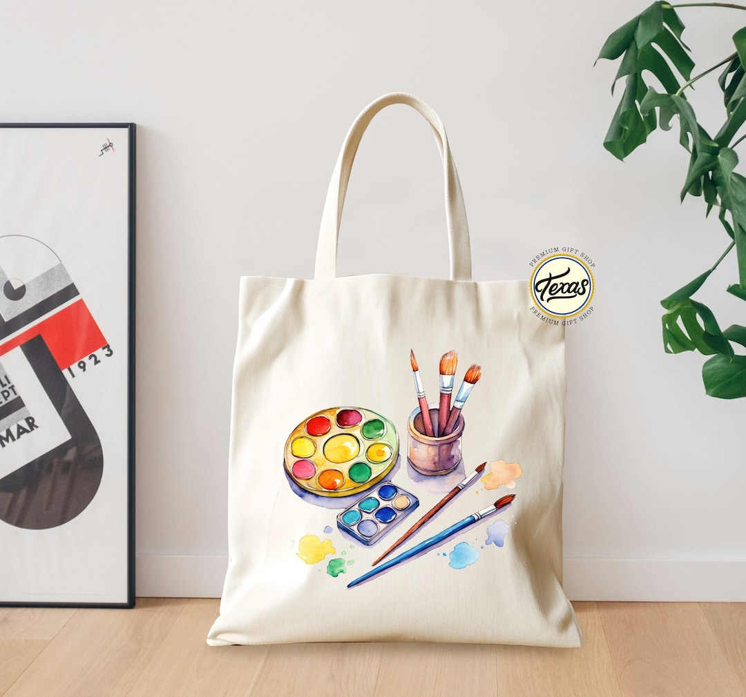 Watercolor Rainbow Painter Tote Bag, Watercolor Stuff Bag, Artist Tote ...