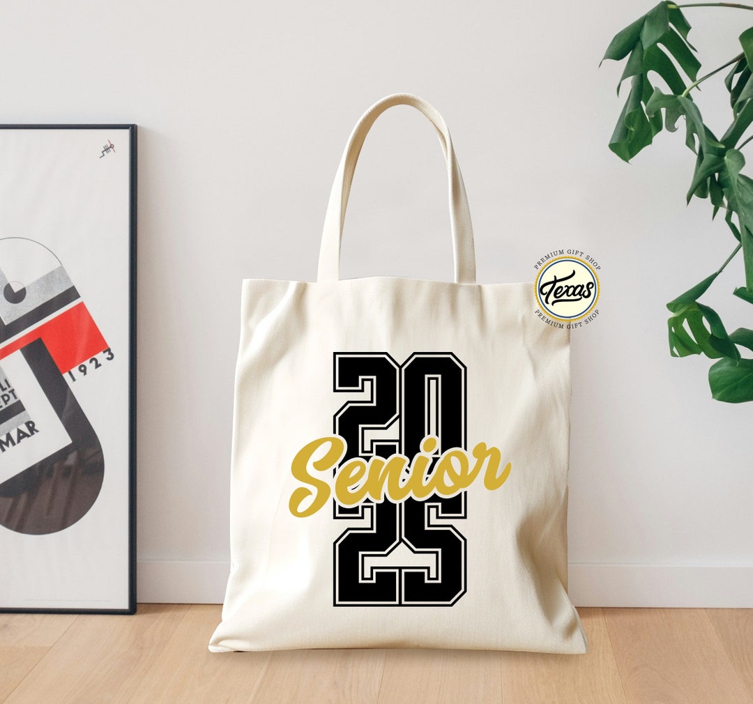 Gold Senior 2025 Tote Bag, Graduation Bag, School Life Totes, End of ...