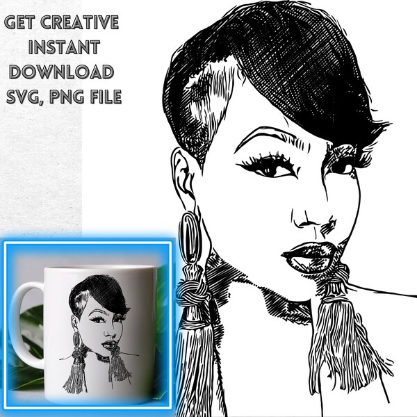 African American Female Short Hair Svg - Etsy