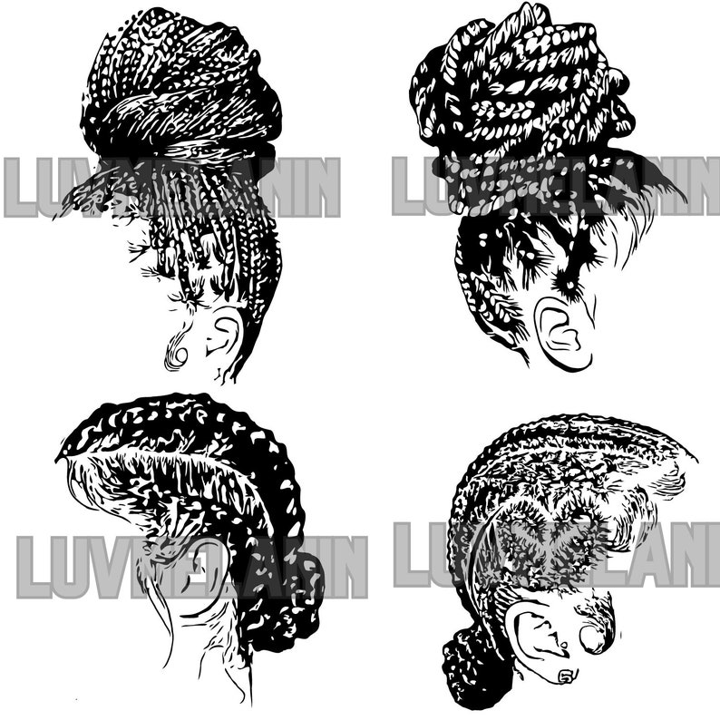 Bundle 4 Afro Woman Braids SVG Black Power Strong Goddess - Etsy