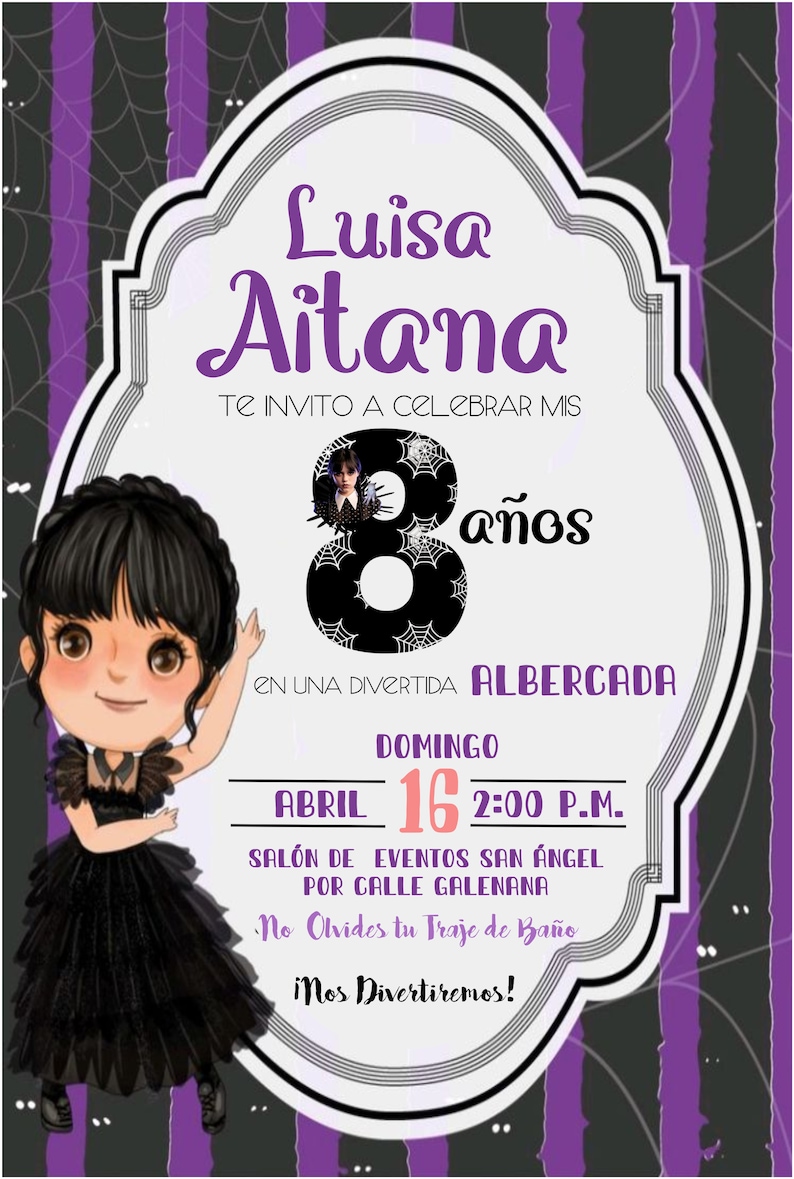 Merlina, Digital Invitation, Download, Fiesta, Party, Editable, Canva ...