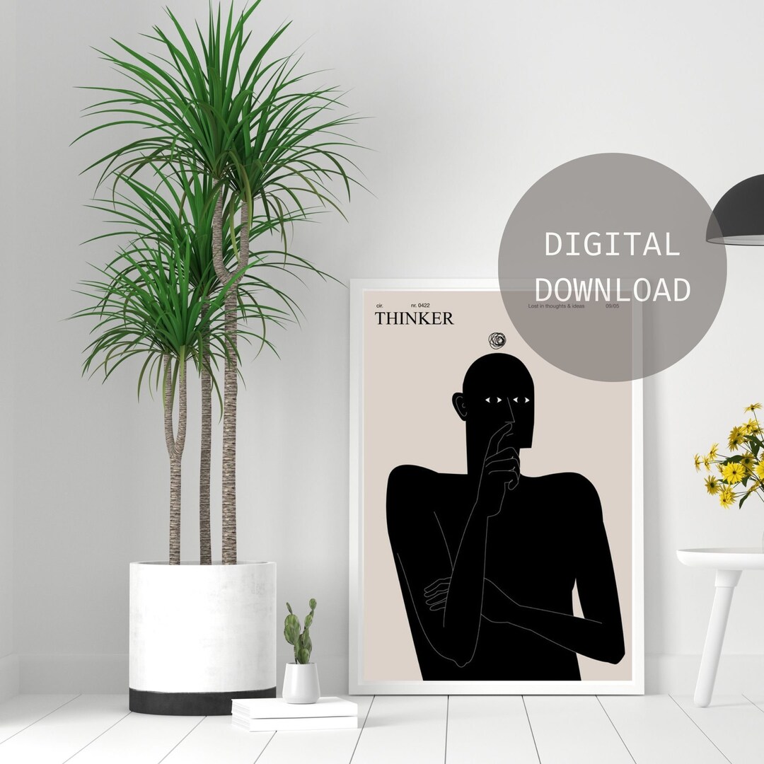 The Thinker Art Print, Flowers Nature Instant Download Printable Home ...
