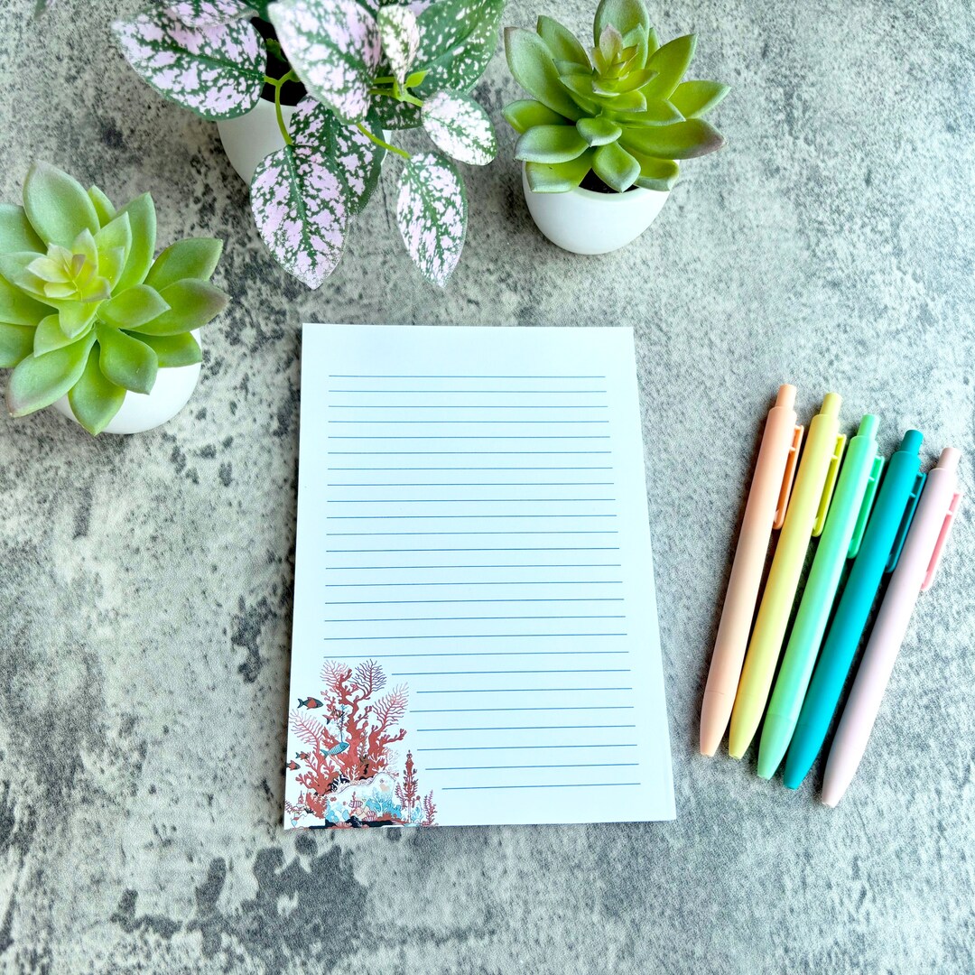 Minimalist Coral Notepad, Cute Kawaii Aesthetic Memo Pad, Notepad for ...