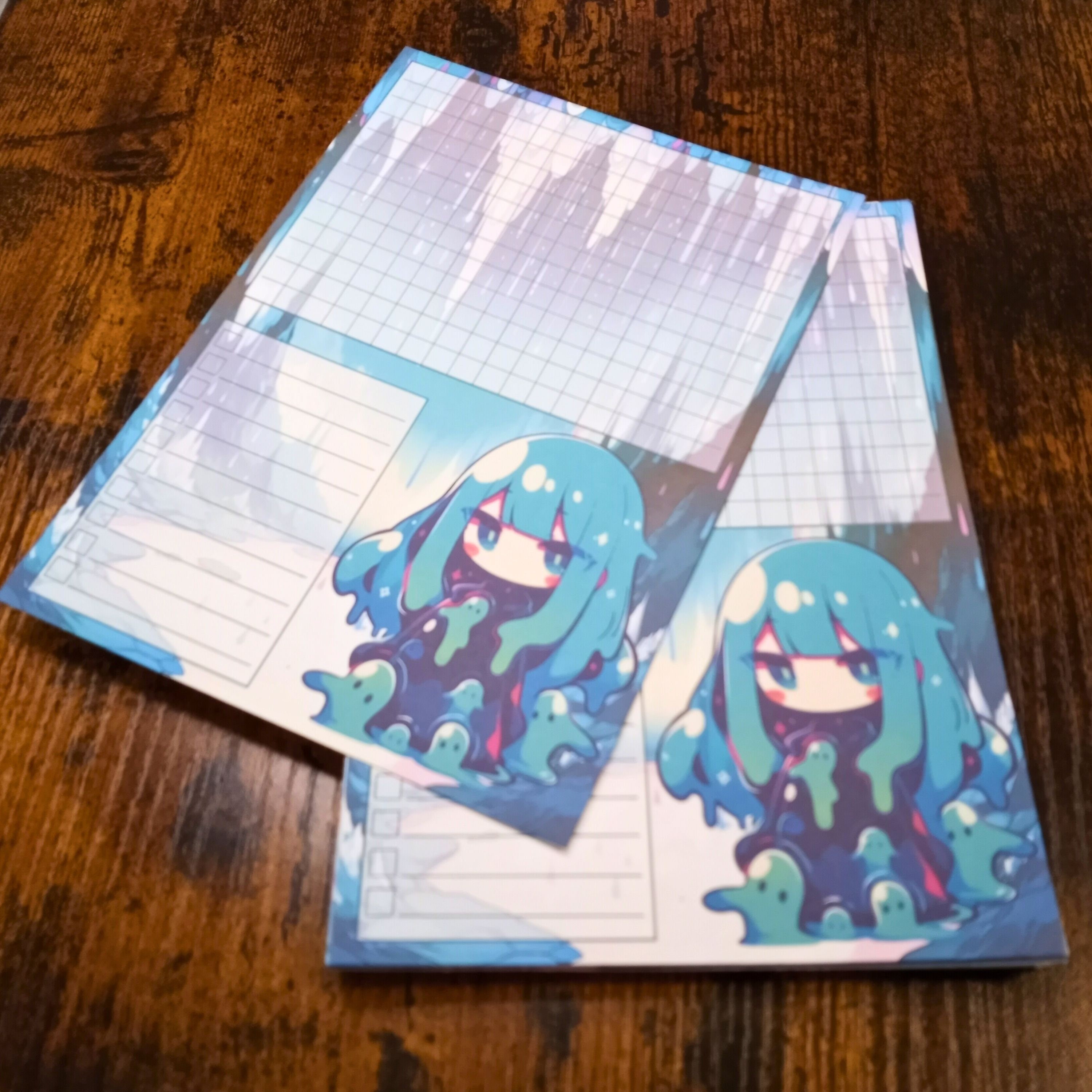 Kawaii Slime Girl Notepad, Cute Aesthetic Memo Pad, Notepad for ...