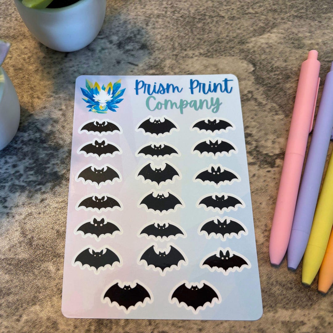 Tiny Bats Vinyl Sticker Sheet, Cute Kawaii Aesthetic, Halloween ...