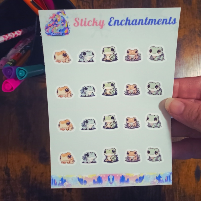 Mini Sticker Set, Cute Frogs, Tiny Stickers, Sets of 5 10 and 20 ...