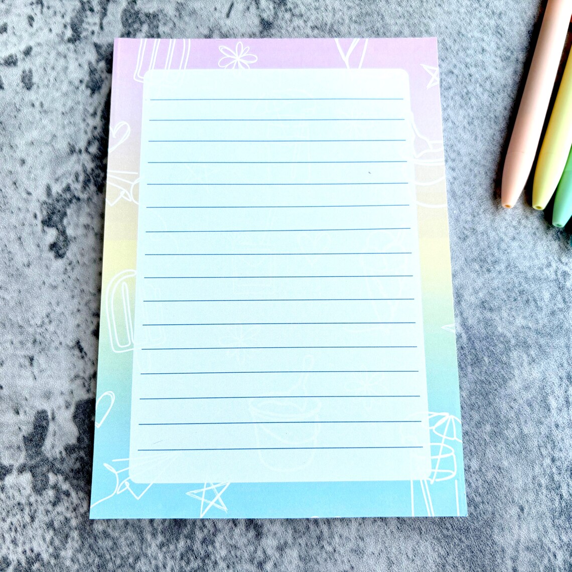 Tropical Summer Vacation Notepad, Cute Kawaii Aesthetic Memo Pad ...