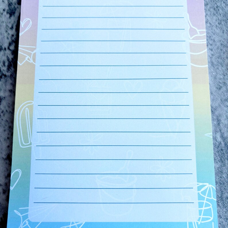Tropical Summer Vacation Notepad, Cute Kawaii Aesthetic Memo Pad ...