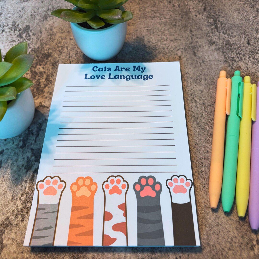 Cute Cat Paws Notepad, Cats Are My Love Language, Minimalist Aesthetic ...