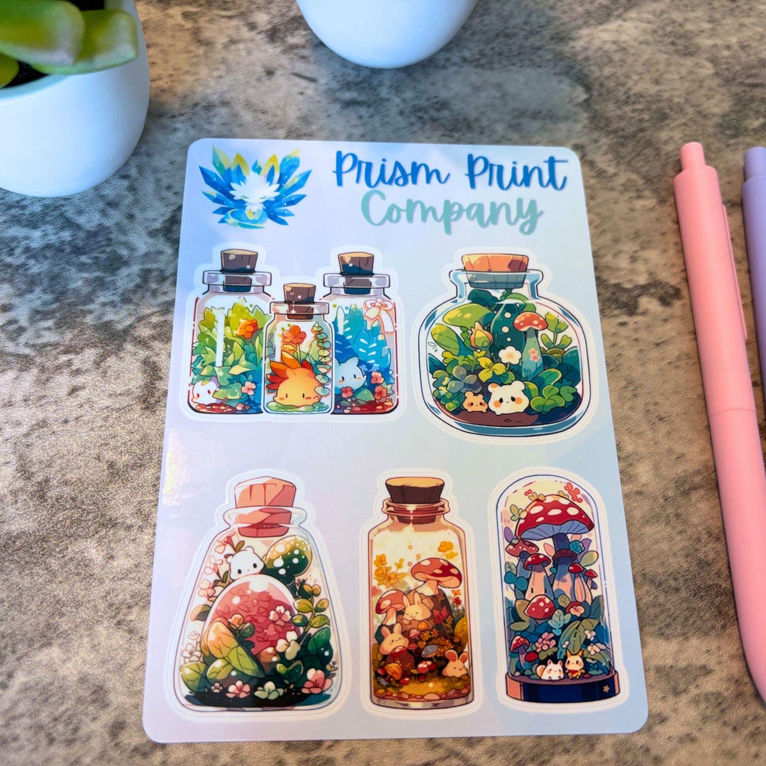 Terrarium Vinyl Sticker Sheet, Cute Kawaii Aesthetic - Etsy