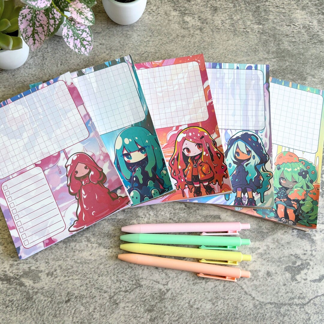 Kawaii Slime Girl Notepad Bundle, Cute Aesthetic Memo Pad, Notepads for ...