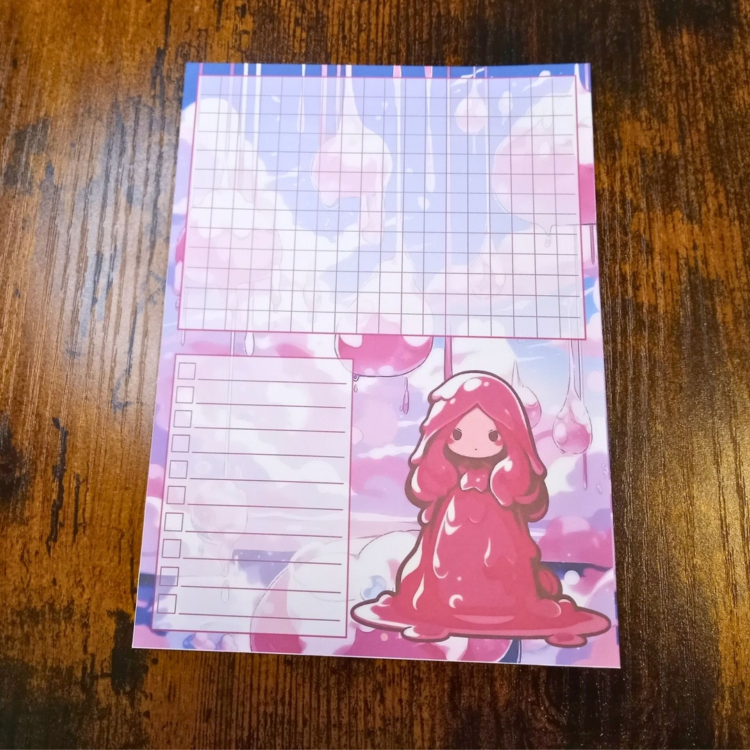 Kawaii Slime Girl Notepad, Cute Aesthetic Memo Pad, Notepad for ...