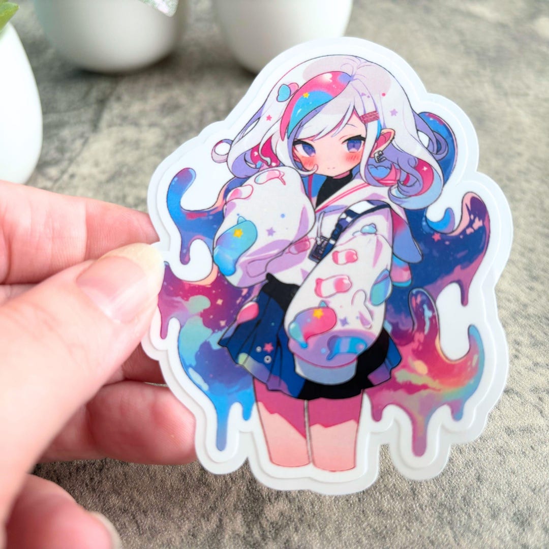 Rainbow Slime Girl Sticker, Cute Stickers Kawaii Aesthetic, Laptop ...