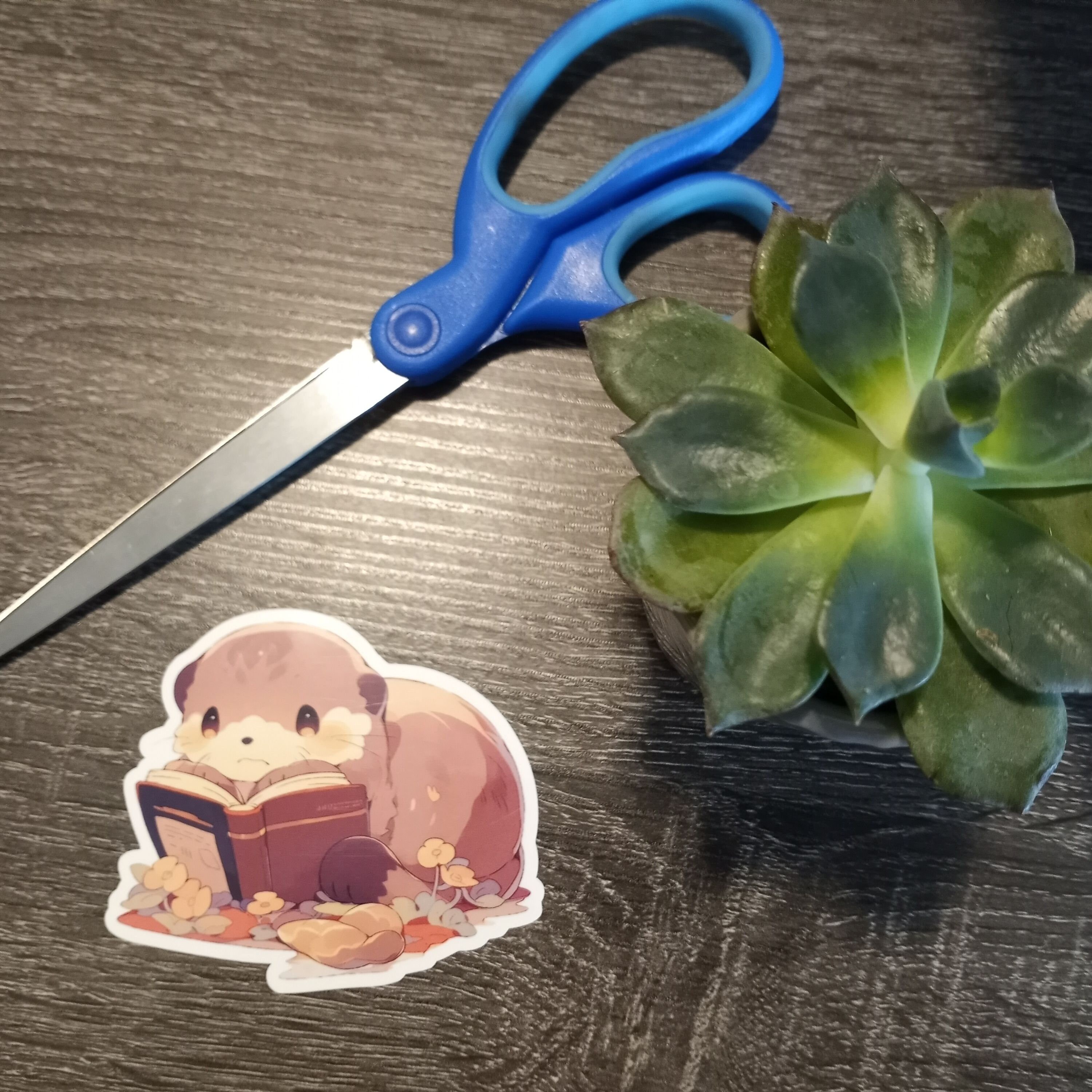 Cute Otter Reading a Book Sticker, Cute Stickers Kawaii Aesthetic ...