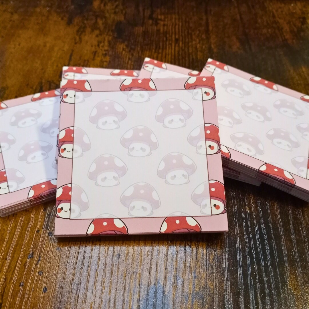 Cute Mushroom Memo Pad, Kawaii Aesthetic, Notepad for Notetaking and ...