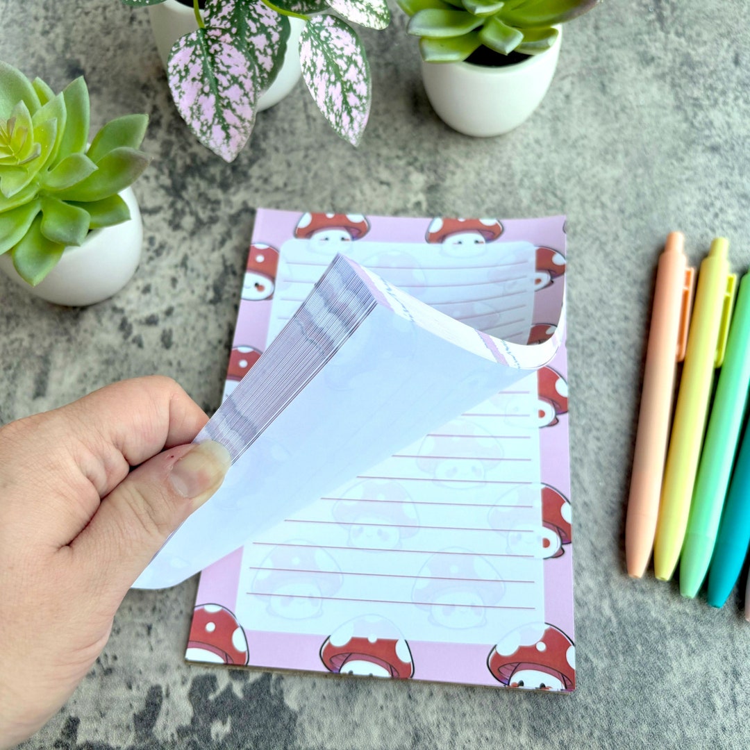 Cute Mushroom Notepad, Cute Kawaii Aesthetic Memo Pad, Notepad for ...