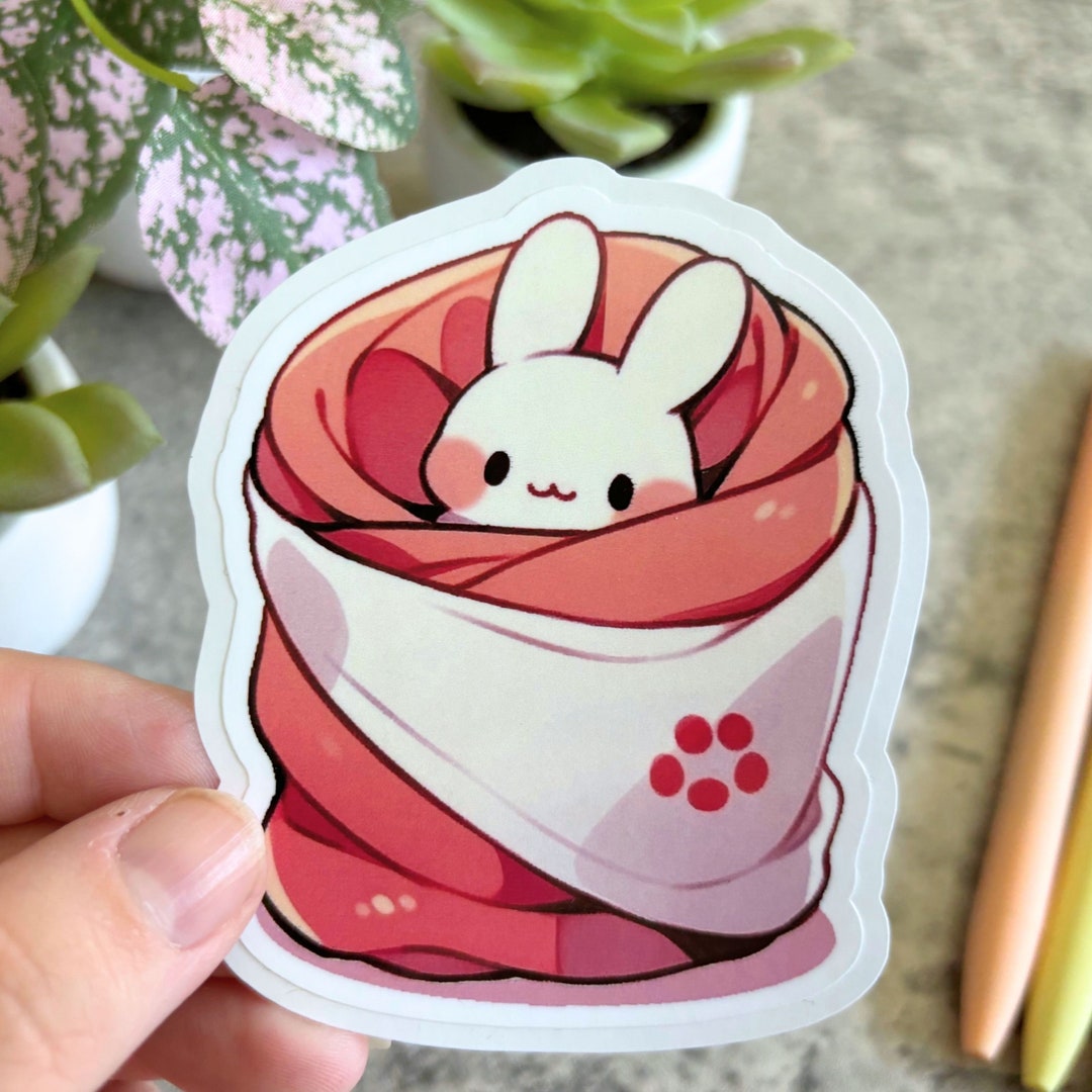 Cozy Bunny Sticker Cute Stickers Kawaii Aesthetic Bunny Burrito ...