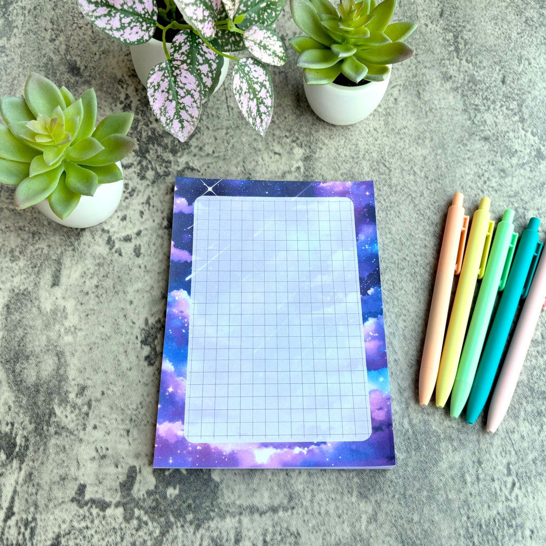 Kawaii Sparkling Twilight Notepad, Cute Aesthetic Memo Pad, Notepad for ...