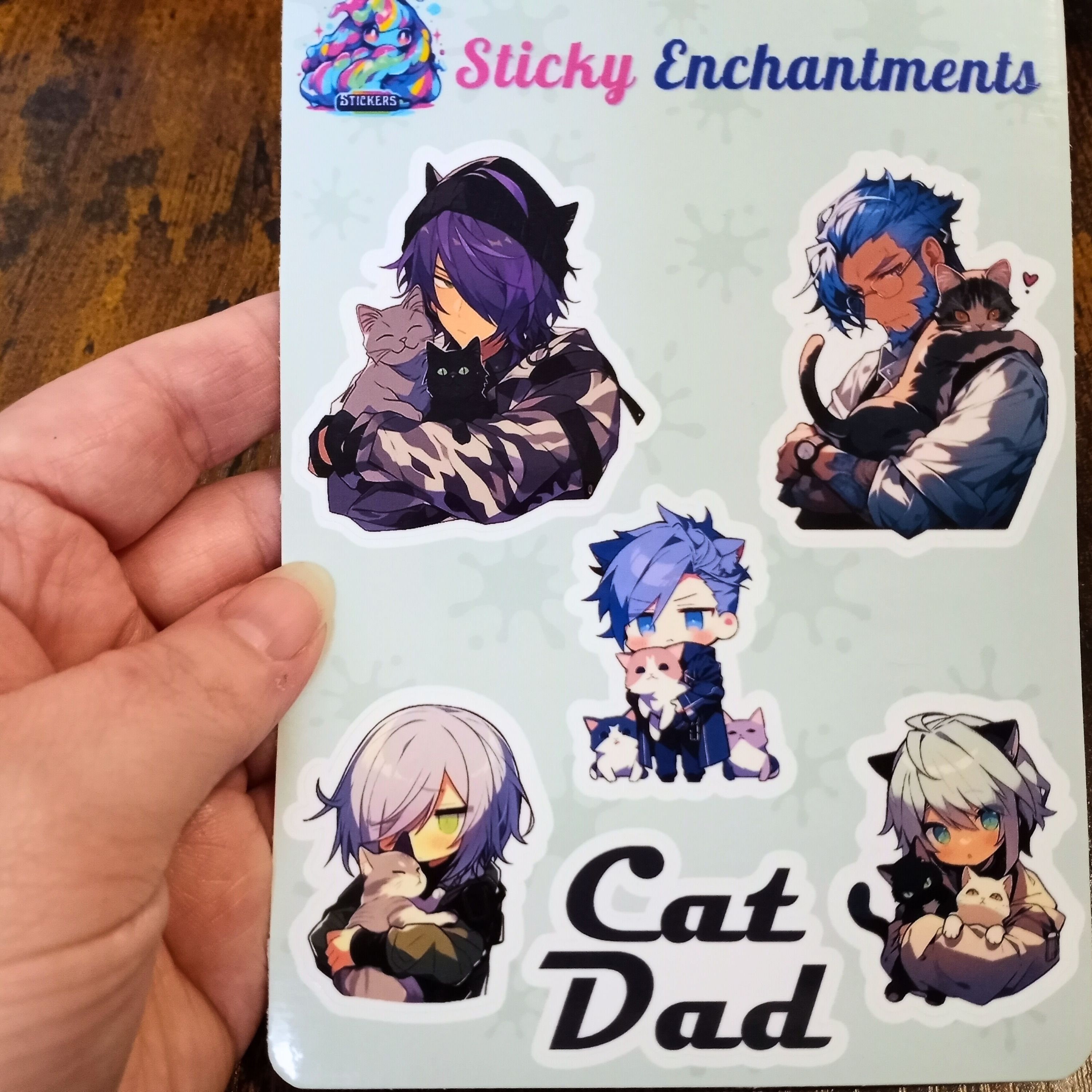Cat Dad Sticker Set, Kawaii Aesthetic, 1.5-inch Cute Cat Dad Sticker ...
