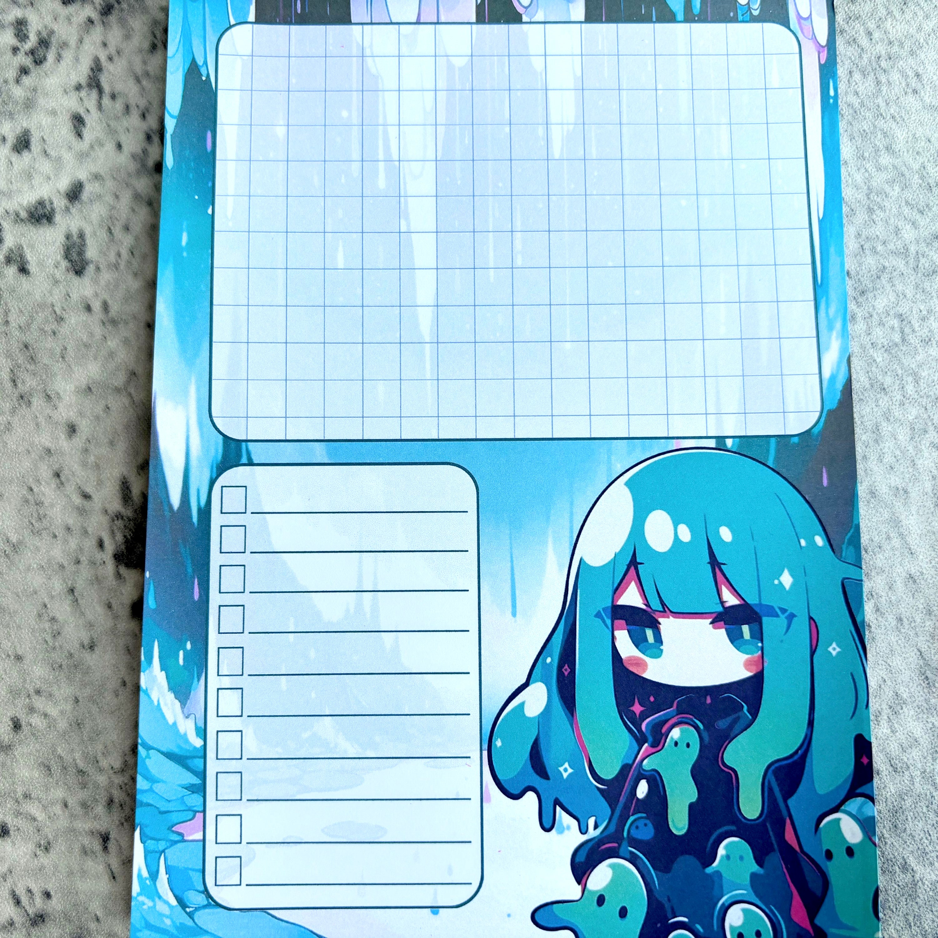 Kawaii Slime Girl Notepad, Cute Aesthetic Memo Pad, Notepad for ...