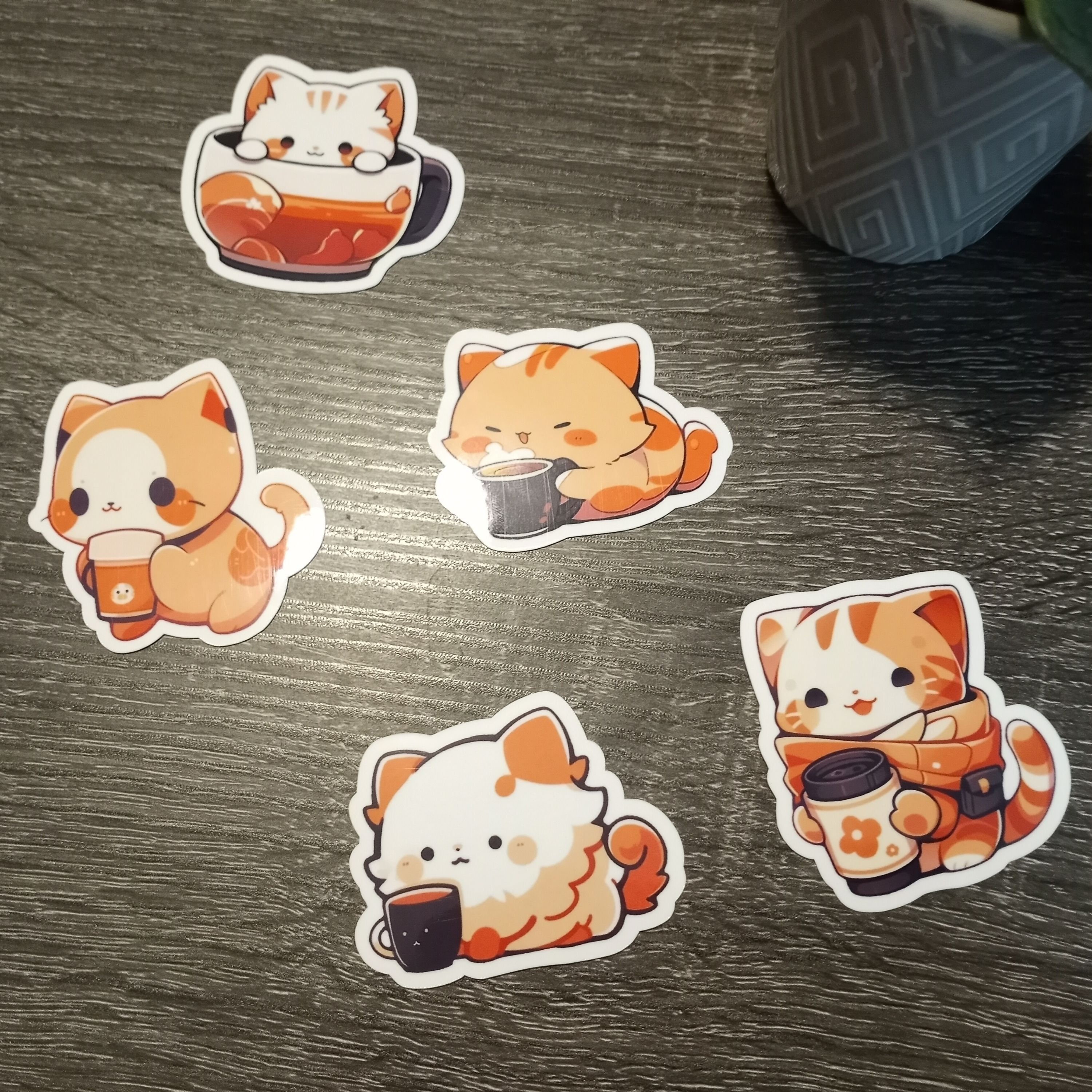 Mini Sticker Set, Cute Cats With Autumn Drinks, Tiny Stickers, Sets of ...