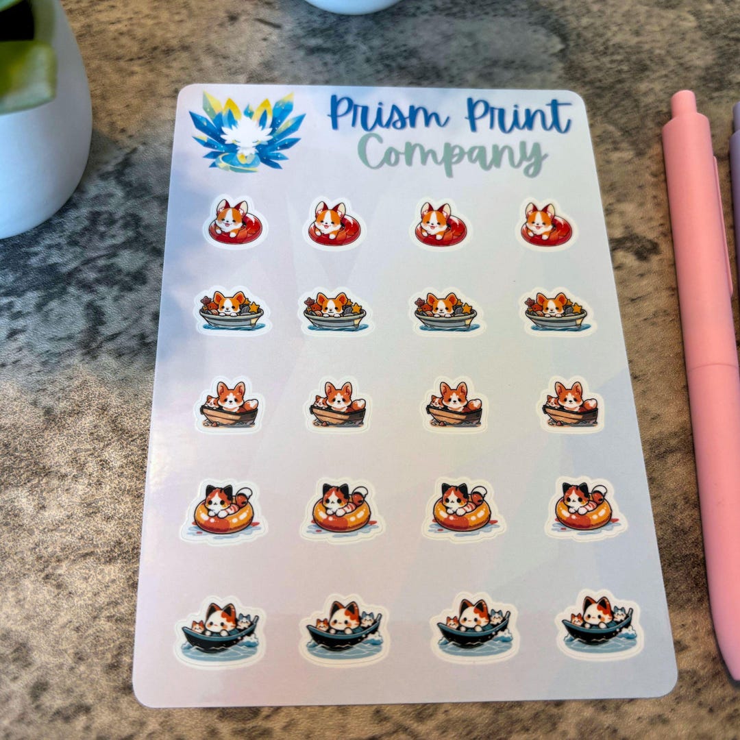 Mini Sticker Set, Cute Summer Pets, Tiny Stickers, Cute Frog Sticker ...
