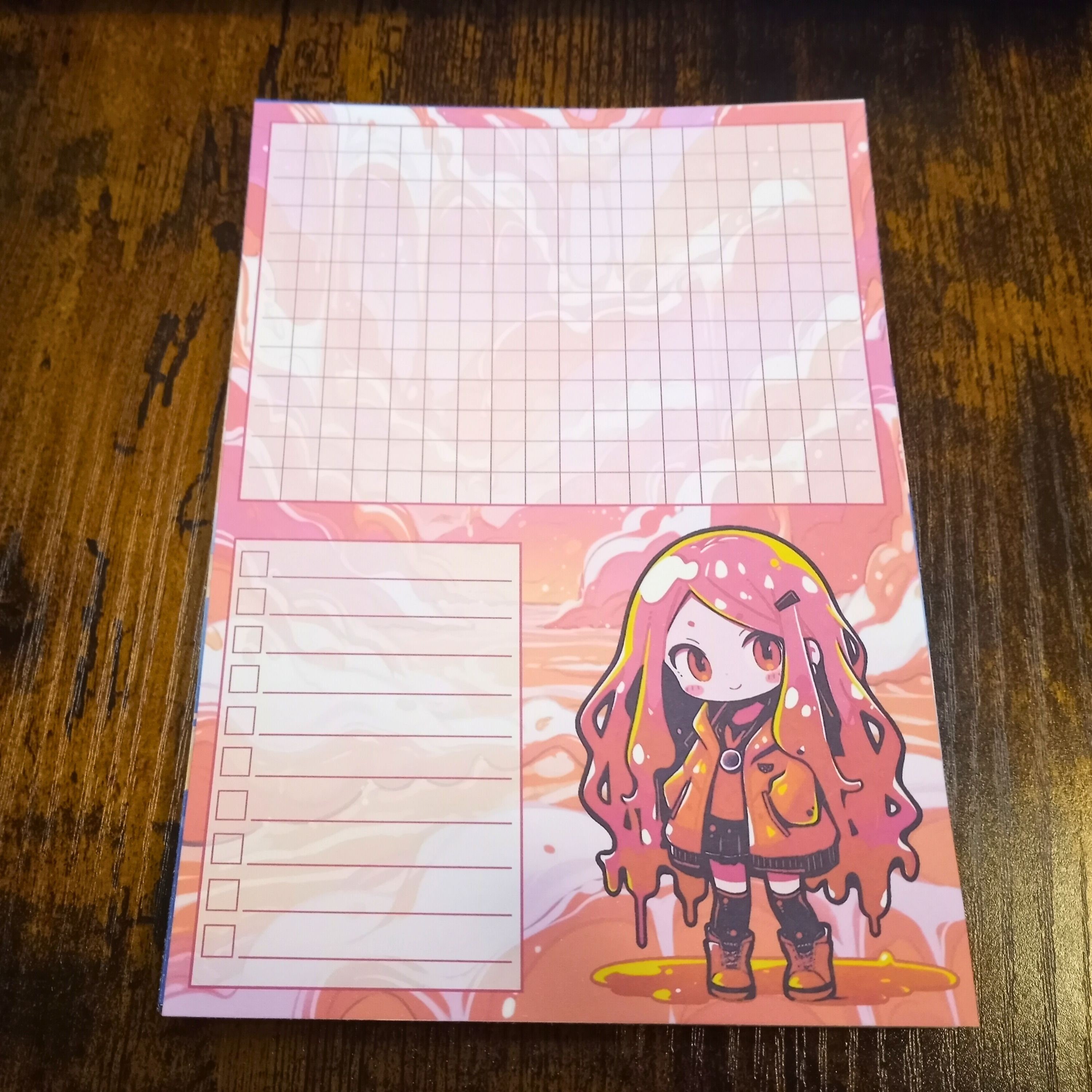 Kawaii Slime Girl Notepad, Cute Aesthetic Memo Pad, Notepad for ...