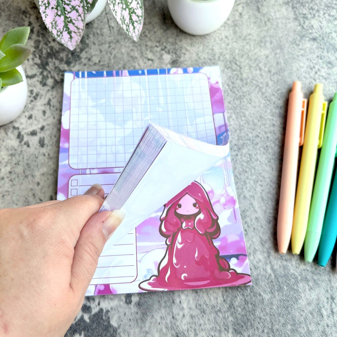 Kawaii Slime Girl Notepad, Cute Aesthetic Memo Pad, Notepad for ...