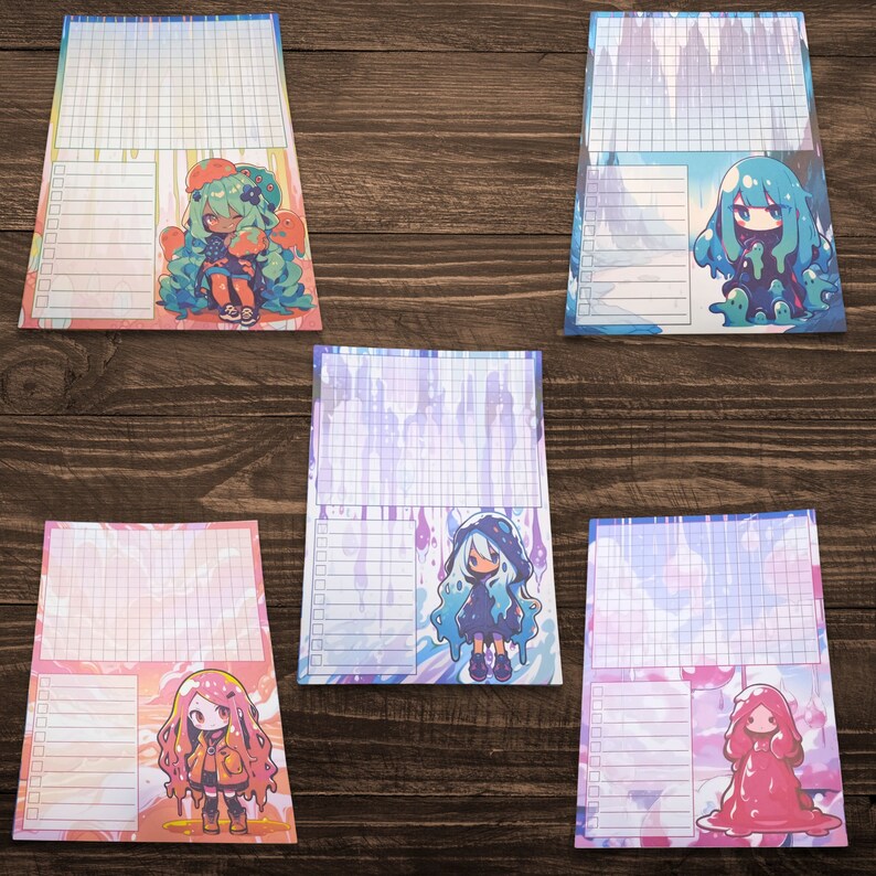 Kawaii Slime Girl Notepad Bundle, Cute Aesthetic Memo Pad, Notepads for Notetaking To-do Lists ...