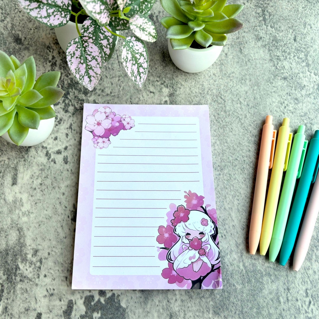 Cherry Blossom Fairy Notepad, Cute Kawaii Aesthetic Memo Pad, Notepad ...