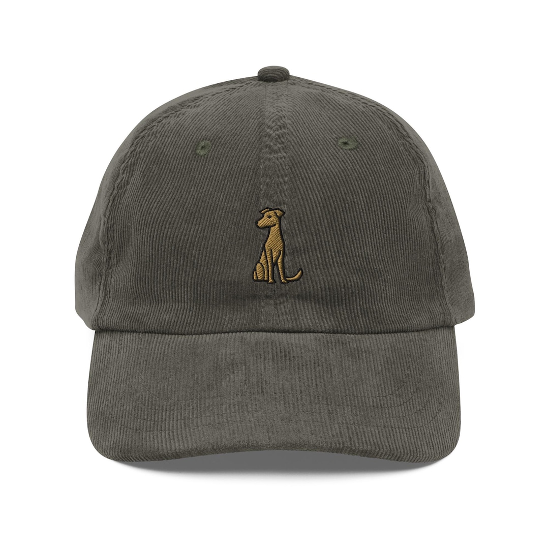 Whippet Dog Embroidered Corduroy Cap | Brown Greyhound Gift | Cute ...