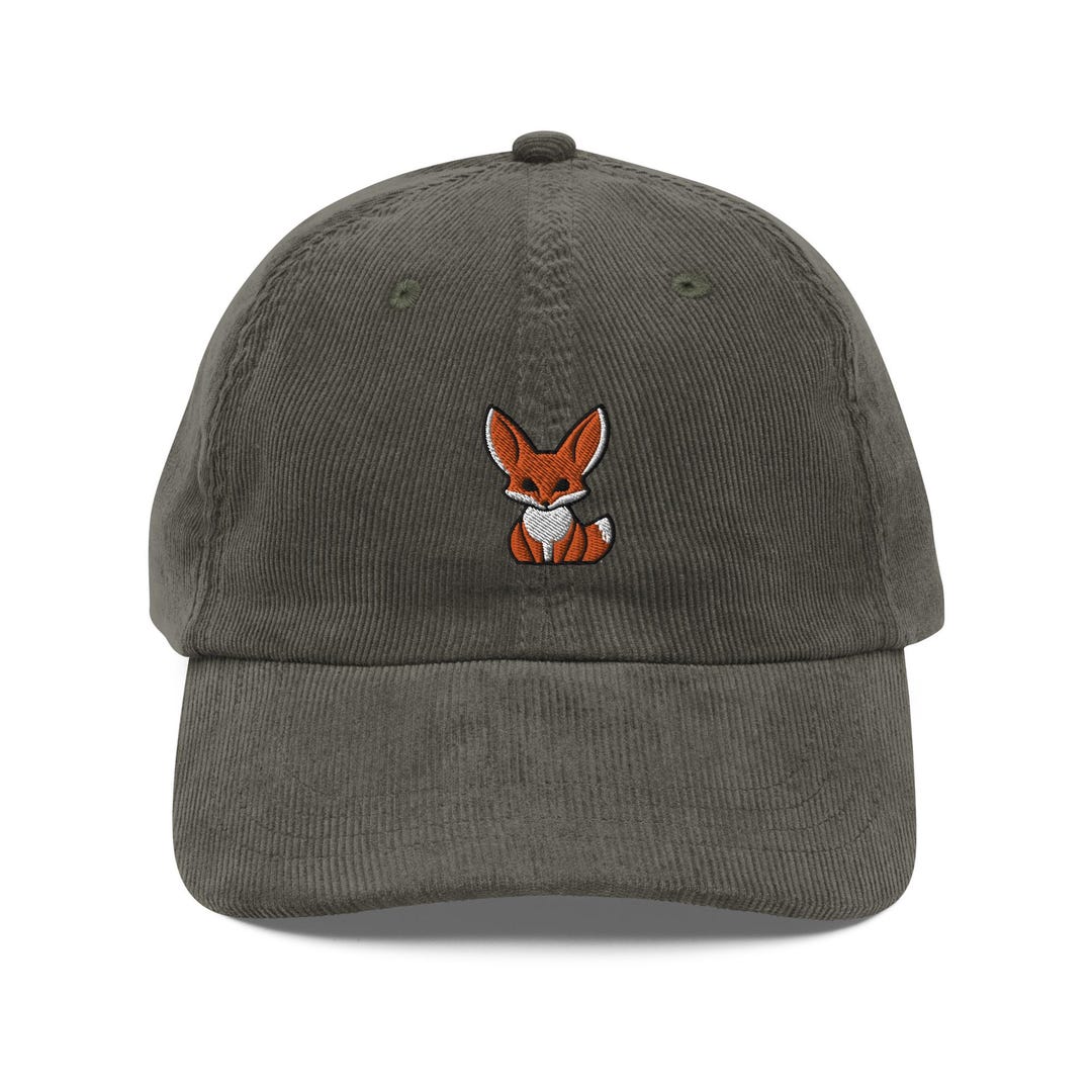 Fennec Fox Corduroy Cap | Fox Gift | Cute Embroidered Vintage Cap ...