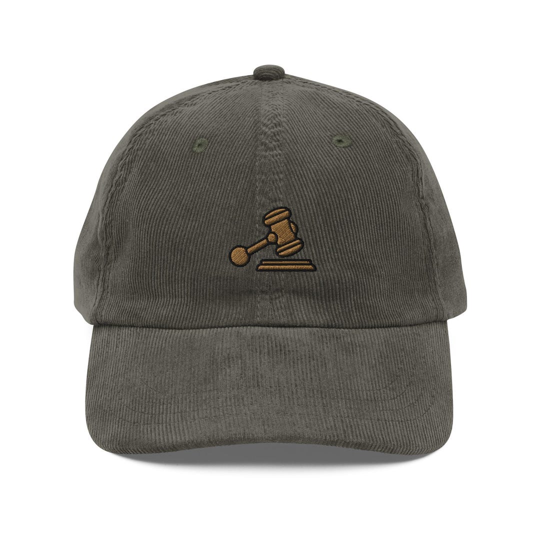 Judge Gavel Embroidered Corduroy Cap | Judge Hammer Gift | Embroidery ...