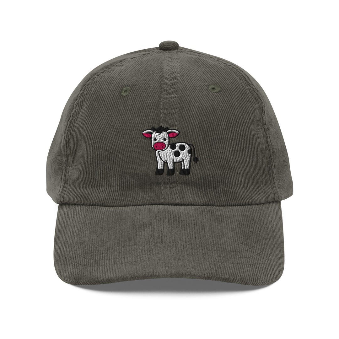 Calf Embroidery Corduroy Cap | Baby Cow Gift | Cute Cow Embroidered ...