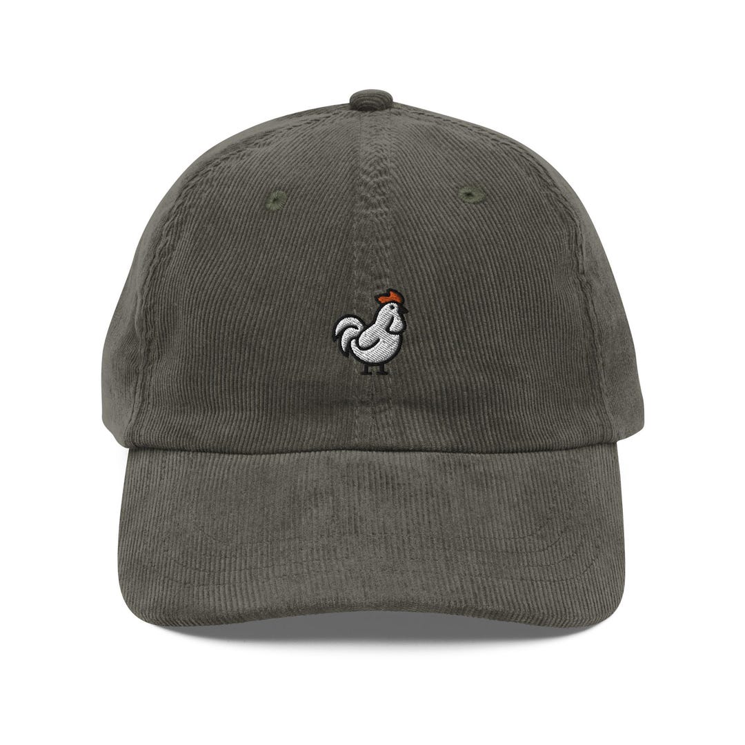 Rooster Corduroy Cap | Cute Farm Animal Gift | Embroidered Vintage Cap ...