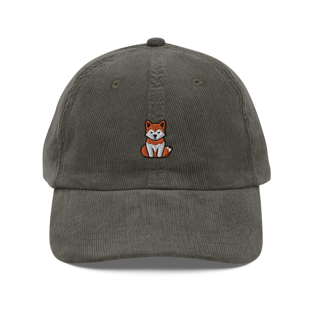 Red Fox Corduroy Cap | Foxes Gift | Embroidered Vintage Cap ...